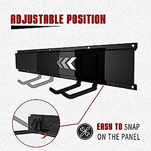 CHARMOUNT Garage Storage Wall Organizer, Wall Mount Rack Hooks Heavy Duty Garden Tool Organizer and Storage, 48 Inch Wall Mount Tool Organization with 6 Hooks, Tracks Max Load 600lbs