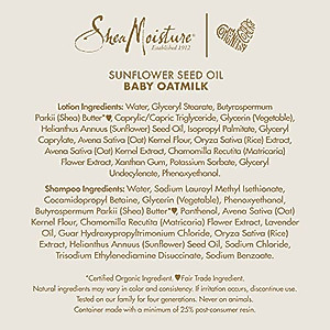 SheaMoisture Baby Wash and Shampoo, and Baby Lotion For Dry Skin and Sensitive Skin Oat Milk and Rice Water Baby Care With Shea Butter 21 oz 2 Count