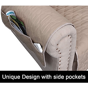 CHHKON Waterproof Nonslip Recliner Cover Stay in Place Dog Couch Chair Cover Furniture Protector Ideal Sofa Slipcovers for Pets and Kids (Beige, 23'')