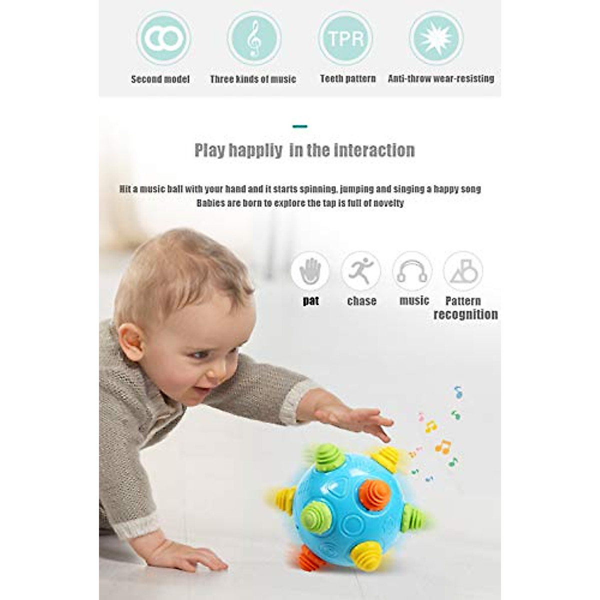 Toddlers Baby Music Shake Dancing Ball Toy, Move and Crawl Ball Toys for Kids,Bouncing Sensory Learning Ball Toys Ideal Gift for Baby Boys and Girls, Endless Fun for Children, Age:18+ Months