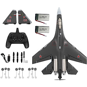 OTXKOO RC Plane Remote Control Airplane RTF 4CH Tail Motor 3D / 6D Stunt Function SU35 Jet Aircraft with Hobby Model 2 Left Hand Throttle