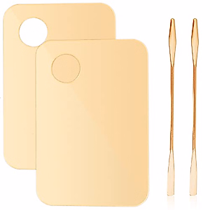 2Pcs Acrylic Makeup Mixing Palette with 2 Pcs Makeup Spatula, Foundation Mixing Tray Cosmetic Palette Mixer Makeup Palette for Foundation, Makeup Mixing Tray for Mixing Eye Shadow Lipsticks Nail Art