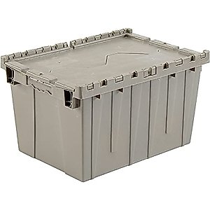 Monoflo Global Industrial Distribution Container With Hinged Lid, 21-7/8x15-1/4x12-7/8, Gray