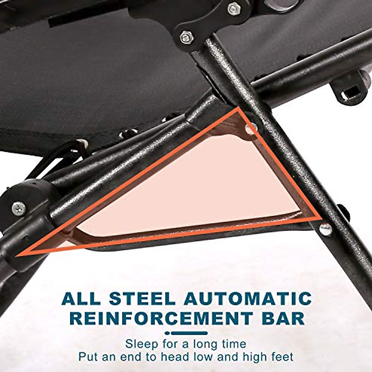 HCY Zero Gravity Chairs Outdoor Adjustable Recliner Chair Folding Lounge Patio Chairs Heavy Duty Zero Gravity Chair with Pillows Set of 2 for Beach, Yard, Lawn, Camp（Black）