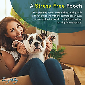 Fuzzymilky Dog Calming Collar - Sustained Release Dog Appeasing Pheromone Diffuser Silicone Neck Band for Pets - Natural Stress Relief & Relaxant, Minimizes Barking, Chewing, Contains No Sedatives