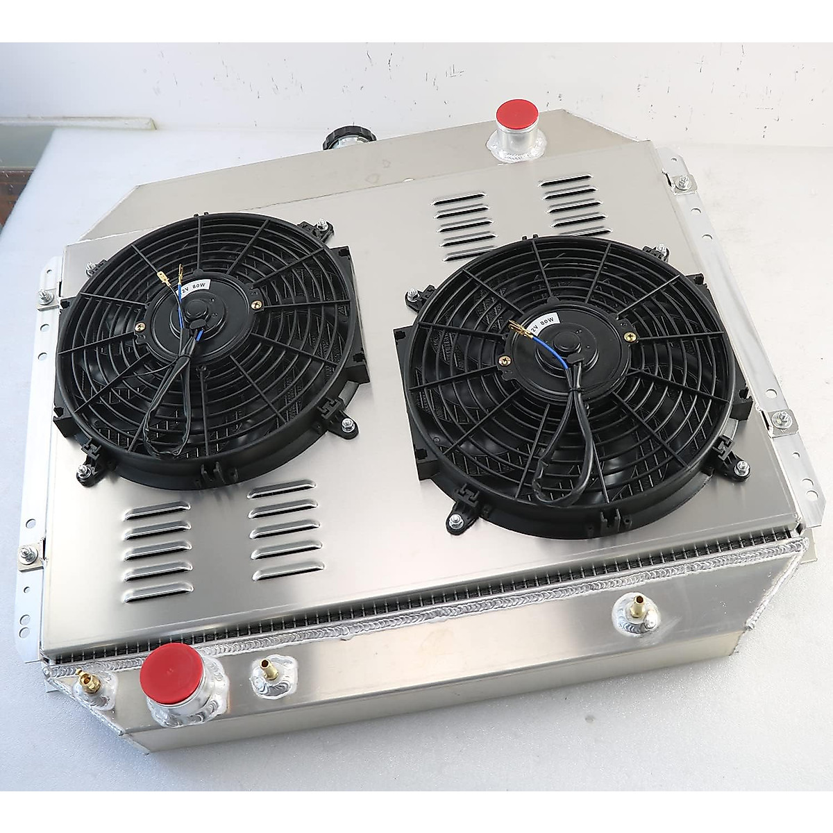 RadRace CC433 Aluminum Radiator For 1966-1979 Ford F100 F150 F250 F350 Bronco Truck V8 AT MT Radiador 3 Row Core Radiators Shroud Fan Relay