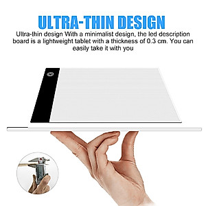A4 LED Light Pad, 9.3x13.2 Inches Rechargeable Tracing Light Box, Adjustable Brightness Tracing Light Pad with Scale, Diamond Painting Light Board, Light Table for Tracing, Weeding Vinyl, Art (White)