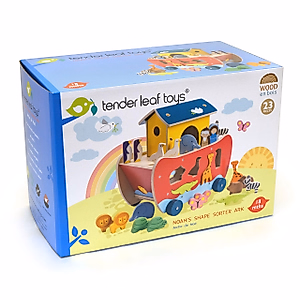 Tender Leaf Toys - Wooden Noah’s Ark Animal Shape Sorter Toy - Encourages Imaginative Play, Improves Recognition and Problem Solving Skills - 18M +