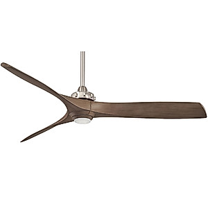 MINKA-AIRE F853L-BN/AMP Aviation 60 Inch Ceiling Fan with LED Light and DC Motor in Brushed Nickel Finish and Ash Maple Blades