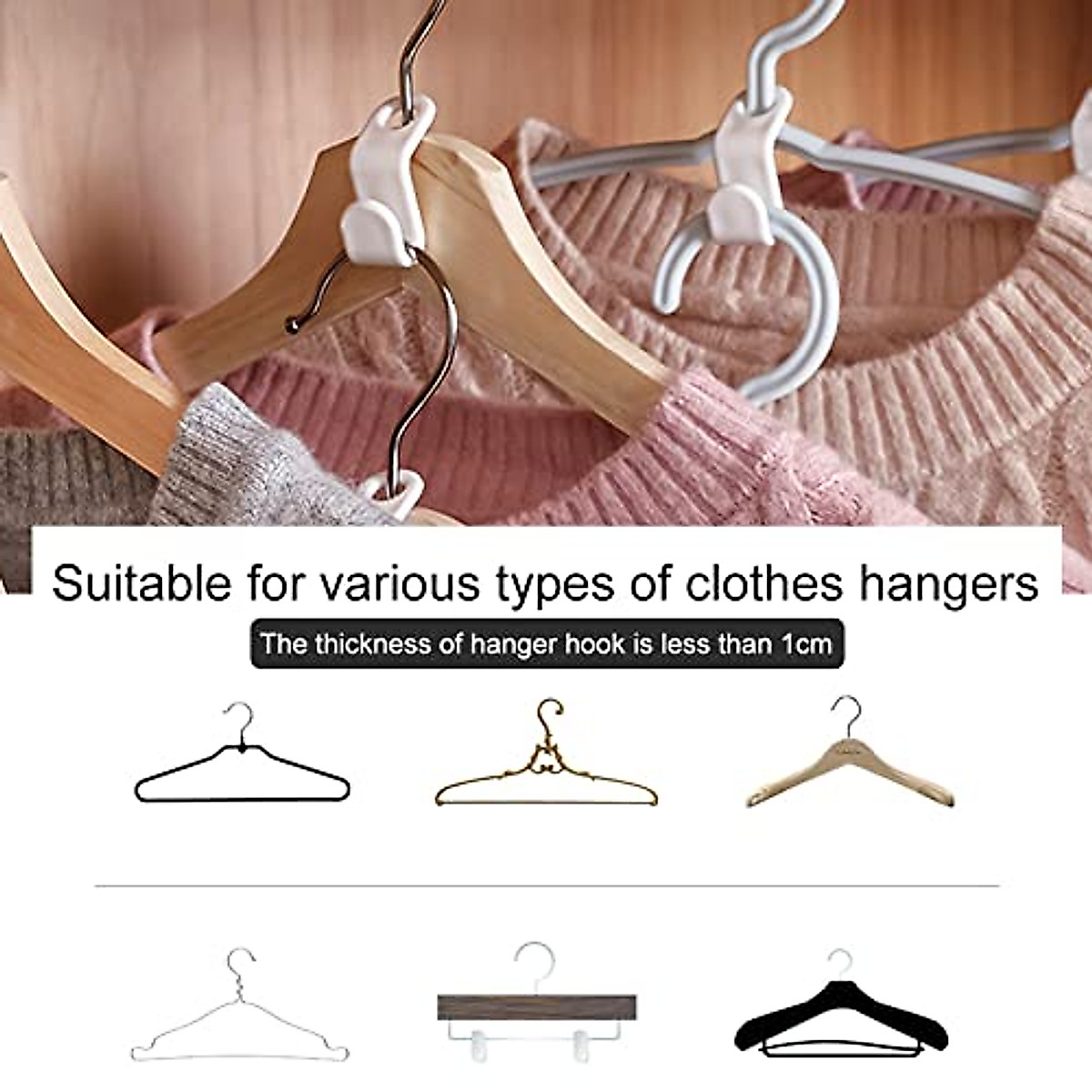 Clothes Hanger Connector Hooks, 50pcs Space Saving Coat Connecting Hanger Hooks Multi-Layer Stackable Hanger Clothes Organiser for Wardrobe Clothes Hangers Space Savers