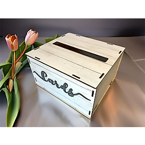 Wooden Wedding Card Box for Reception money Envelopes,Bridal & baby Showers, Graduations or engagements (Rustic White)