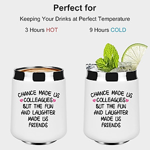 NBOOCUP Coworker Gifts for Women, Chance Made Us Colleagues - Funny Leaving Farewell or Going Away Thank You Birthday Christmas Gifts for Coworkers Colleague Boss Women, 12 oz Stemless Wine Tumbler