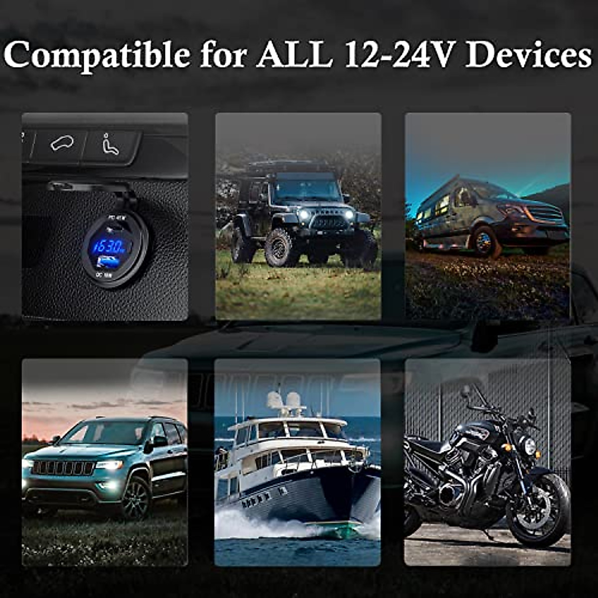 BATIGE PD 45W USB C Quick Charger 18W USB 3.0 Charger Socket Waterproof with Switch LED Voltmeter and Wire Fuse DIY Kit for 12V/24V Car Boat Marine ATV Bus Truck RV Motorcycle