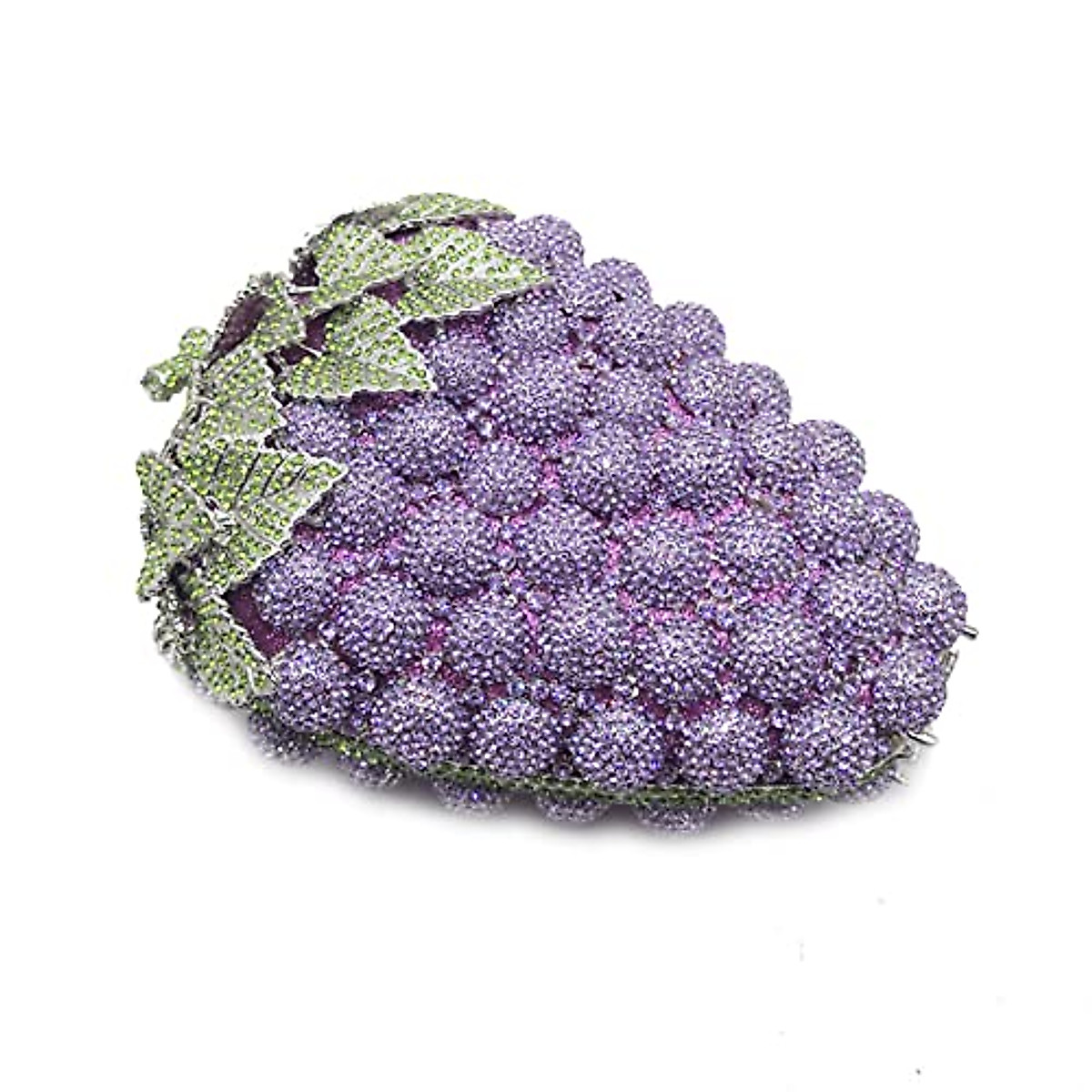 Tngan Women Cute Grape Evening Clutch Sparkling Full Rhinestones Purse Banquet Prom Shoulder Bag, Lavender