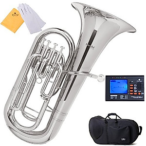 Mendini MEP-N Nickel Plated B Flat Euphonium with Stainless Steel Pistons