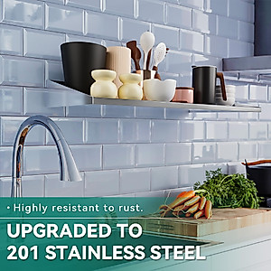 YITAHOME Stainless Steel Shelf 12 x 36 Inches, Wall Mount Metal Floating Shelves with Transparent Silicone Mat, NSF Commercial Kitchen Shelving Rack for Storage, Restaurant, Home, Hotel, Garage