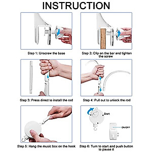 25 Inch Musical Cot Mobile, FineGood Baby Mobile Cot Mobiles for Babies Crib Mobile Bed Bell Holder with Soothing Music Box