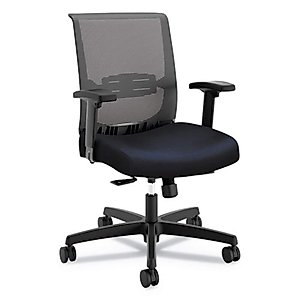 HON Convergence Mid-Back Task Chair, Synchro-Tilt and Seat Glide, Supports Up to 275 Lb, Navy Seat, Black Back/Base