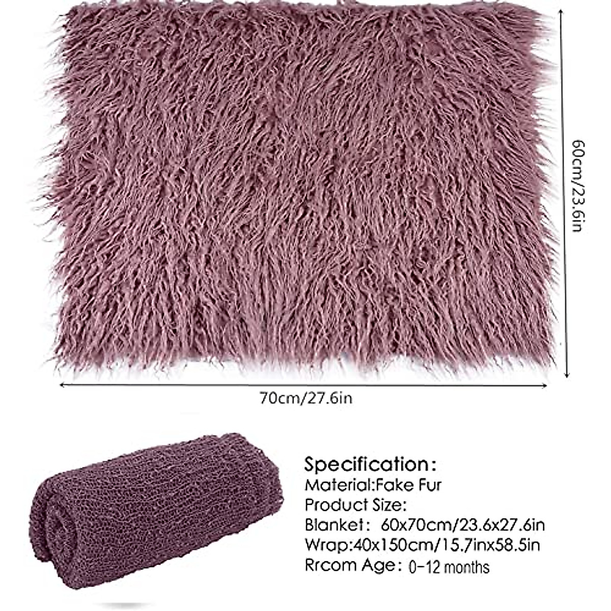 SPOKKI 4 Pcs Newborn Photography Props Outfits- Baby Long Ripple Wrap and Toddler Swaddle Blankets Photography Mat with Cute Headbands for Infant Boys Girls