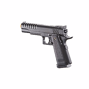 Black Metal Alloy Airsoft Spring Pistol with Wavey Stippling - Shoots at 250 FPS (GoldenBall)