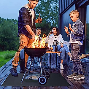 48×30 Inches Under Grill Mat, BBQ Floor mats, Fire Resistant Mat for Fireplace, Floor Protective Rug for Indoor Outdoor, Reusable Under Grill Mat, Durable Fireproof Mat
