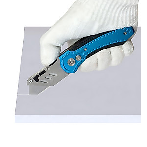 Folding-Utility-Knife Work-Knife Retractable-Folding-Box-Cutter Construction-Knife-Box-Opener - Razor-Knife with 5 Extra Blades for Cartons Cardboard and Boxes