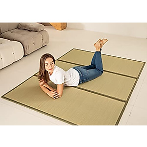 MustMat Tatami Mat Rush Grass Tatami Mattress Japanese Traditional Foldable (Full_xl-55"x82")