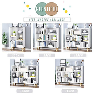 IOTXY Wooden Open Shelf Bookcase - 3-Tier Floor Standing Display Cabinet Rack with Legs, 10 Cubes Bookshelf, Warm White