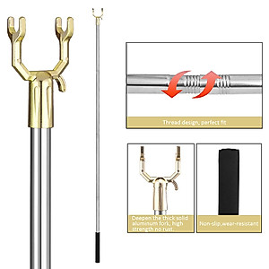 58 inch extended long rod wardrobe clothing telescopic rod with long handle, suitable for high reach areas, clothes drying rod with hook is very suitable for university dormitories