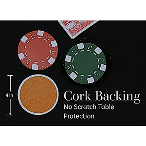 PANCHH Man Cave Coasters with Holder for Drinks & Manly Decor - Cool Kitchen Stuff, Best Housewarming & Birthday Gifts for Men, Guys, Male Best Friend – Casino Theme, Fun Poker Coasters- Home Bar