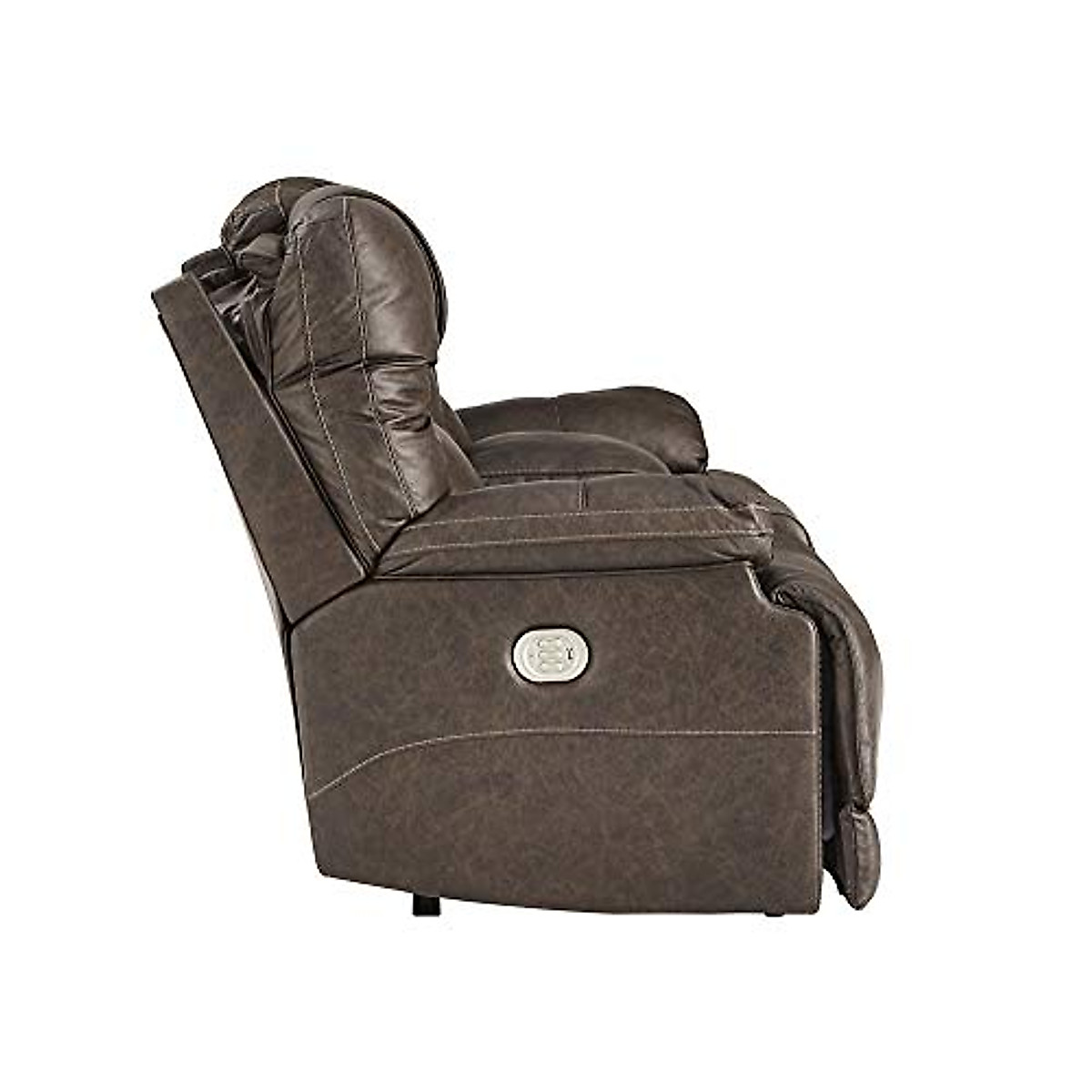 Signature Design by Ashley Wurstrow Leather Adjustable Dual Sided Power Reclining Loveseat with Console & USB Charging, Brown