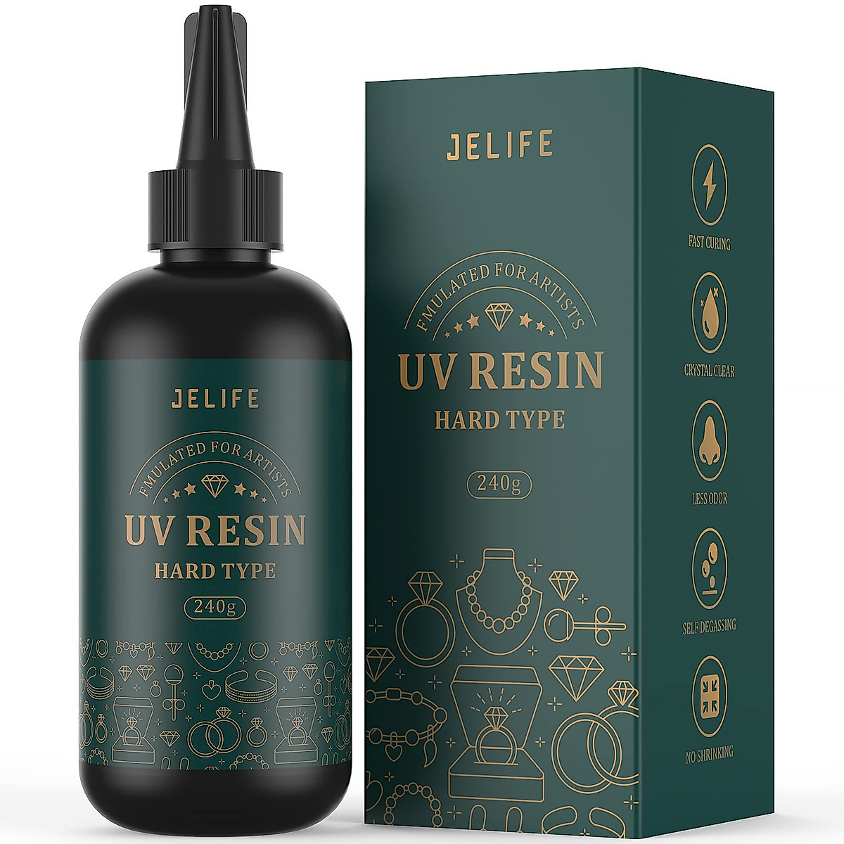 UV Resin - 240g Crystal Clear Hard Type Ultraviolet Fast Curing UV Epoxy Resin for Jewelry Making, Resin Molds, Craft, UV Resin Glue Solar Cure Sunlight Activated Resin for Casting & Coating