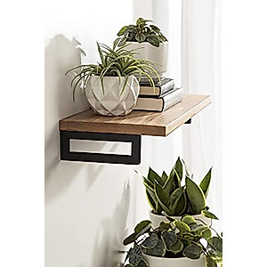 Kate and Laurel Lankford Modern Wood Wall Shelf, 24, Natural Wood and Black, Decorative Shelf for Storage and Display