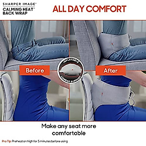 Calming Heat Back Wrap by Sharper Image- Cordless Electric Back Heating Pad, Inflatable Lumbar, Soothing Heat & Vibrations- 9 Settings 3 Heat, 3 Vibration, 3 Lumbar Includes Portable Power Pack