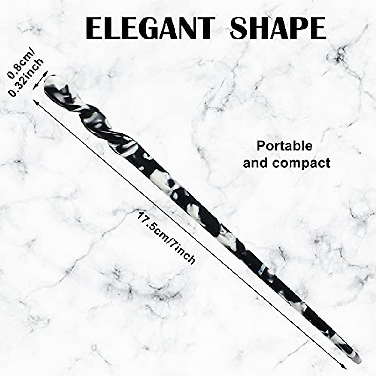 WILLBOND 10 Pieces Acetate Hair Sticks Hair Chopsticks Styling Vintage Leopard Print Tortoise Shell Hairpin Chopsticks Hairpins Disk with Flannelette Bag for Women(Vibrant Pattern)