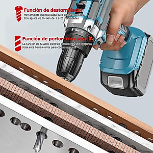 DEWIN Cordless Power Drill Set, 21V Electric Drill with Battery and Charger, 2 Variable Speed, 24 piece tool Portable Drill With tool box blue