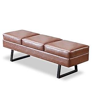 TTGIEET Waiting Room Chairs Office Guest Reception Bench, Faux Leather Lobby Chairs Salon Furniture Conference Room Chairs for Beauty Barber Barbershop (Brown)