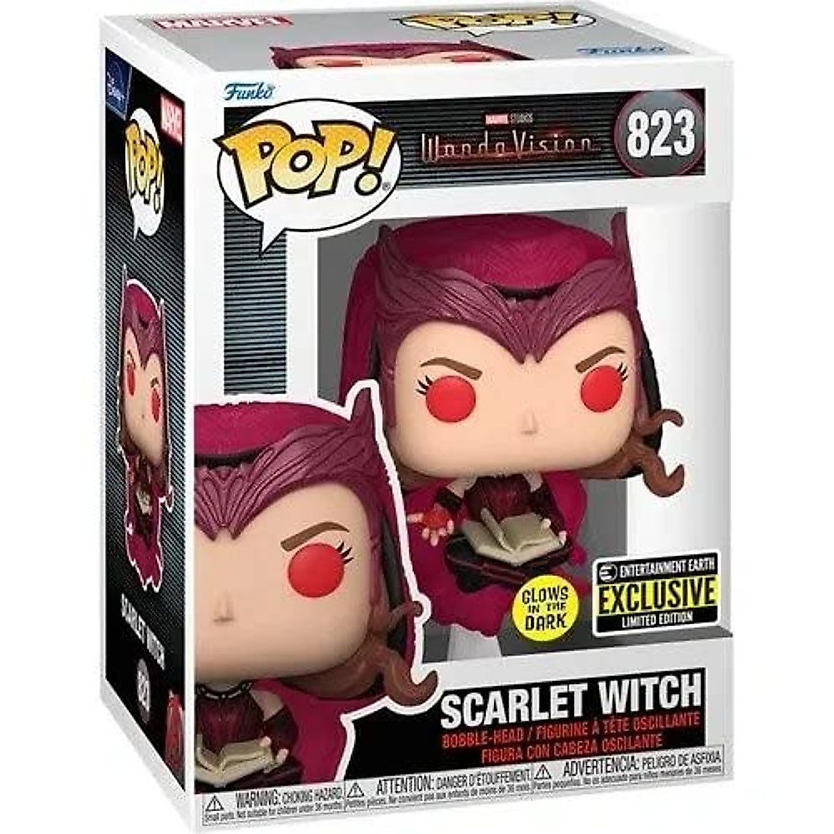 Funko Pop Marvel: Doctor Strange Multiverse of Madness - Scarlet Witch Glow-in-The-Dark Pop Vinyl Figure - Entertainment Earth Exclusive (Bundled with Ecotek Protector Case)
