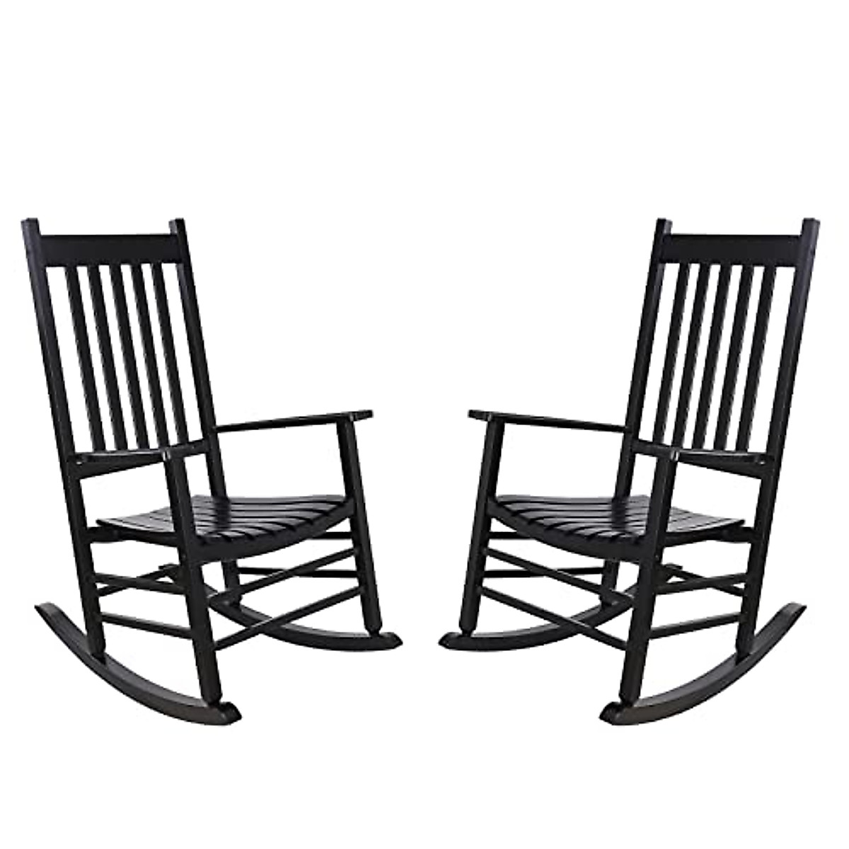 MAMIZO Wooden Rocking Chair Outdoor with High Back,Rocking Chair Indoor Oversized Easy to Assemble for Garden,Lawn,Balcony,Backyard,Porch,Wooden Rocking Chair Set of 2,Porch Rocker 2PCS