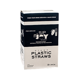 Crystalware Plastic Giant (Jumbo) Straws Individually Wrapped 10-1/4", 300 per Box (Red,White, 8 1/4" 300 Box)