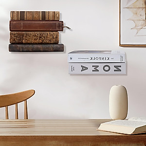 Floating Bookshelves Iron Invisible Floating Shelves Book Organizers Wall Mounted Bookshelf Metal Holder for Books Storage for Home Office Classroom (6, White)