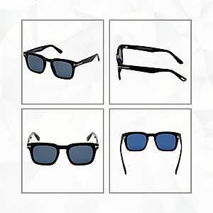 Tom Ford Dax FT0751 01V 50MM Shiny Black/Blue Polarized Lenses Square Sunglasses for Men + BUNDLE With Designer iWear Eyewear Kit