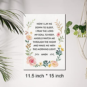 Bedtime Prayer Canvas Wall Art Motivational Christian Child's Prayer Canvas Print Scripture Bible Verse Painting Home Wall Decor Framed Nursery Baptism Gift 12x15 Inch