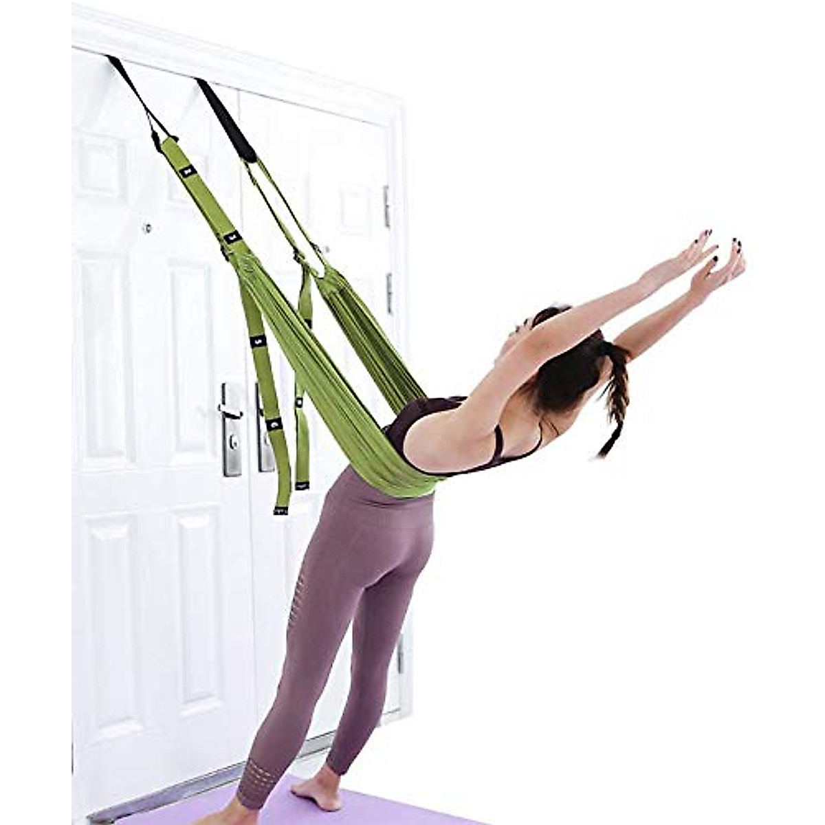 KimDaro Waist Back Leg Stretch Strap/Yoga Fitness Band, Leg Stretching Assist Trainer, Yoga Stretcher, Back Bend Split Inversion Strap for Fitness, Dance, Ballet, Gymnastics (Green)