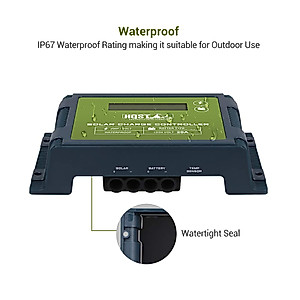 HQST PWM 20A 12/24V Waterproof Common Positive Solar Charge Controller with LCD Display, Compatible with Gel, AGM, Flooded, Lithium Batteries
