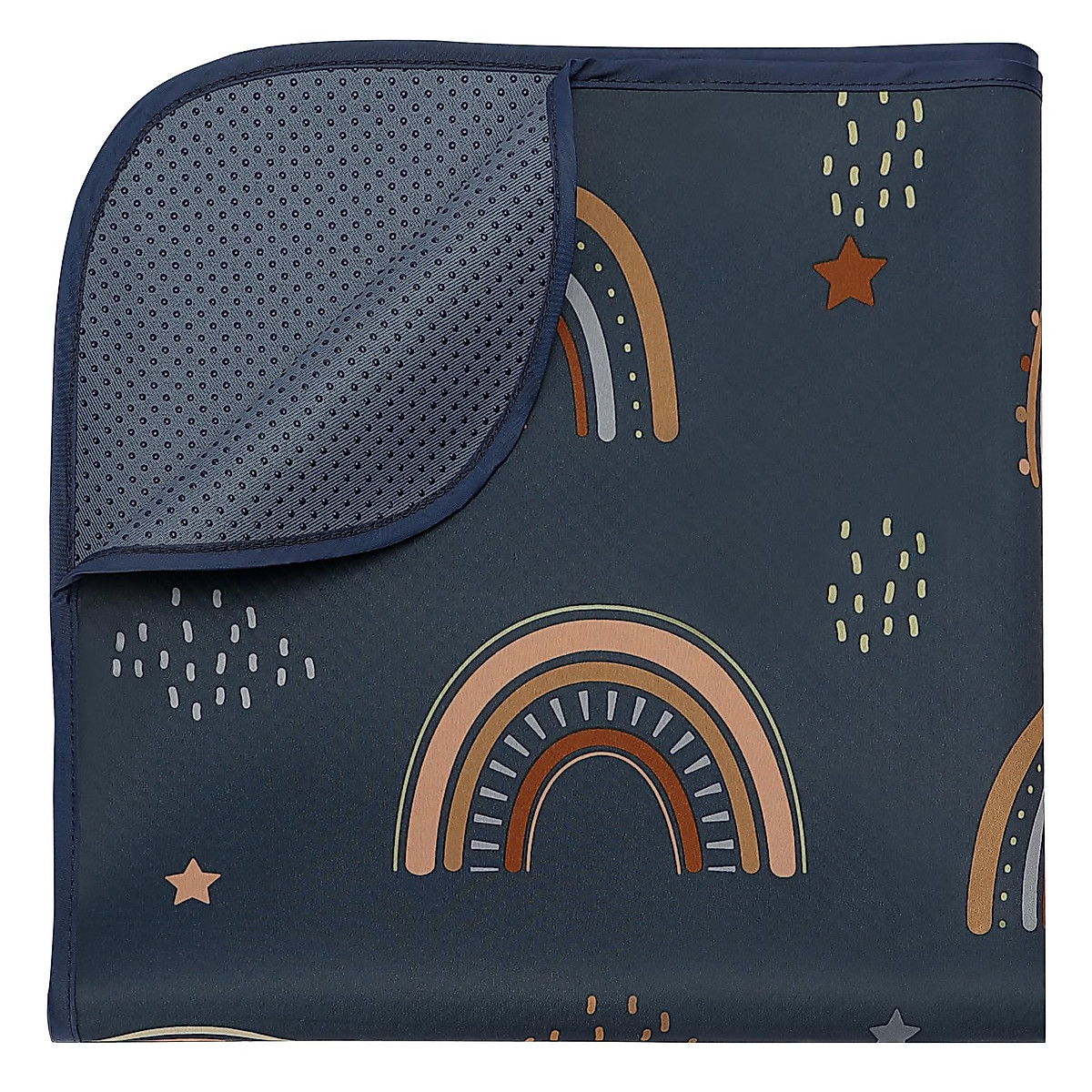 Blissful Diary Baby Splat Mat for Under High Chair, 51 x 51 Inch Splash Mat, Waterproof and Washable Spill Mat, Anti-Slip Floor Protector, Retro Rainbow