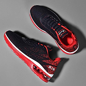 Autper Mens Air Athletic Running Tennis Shoes Lightweight Sport Gym Jogging Walking Sneakers(BlackRed Size US 11