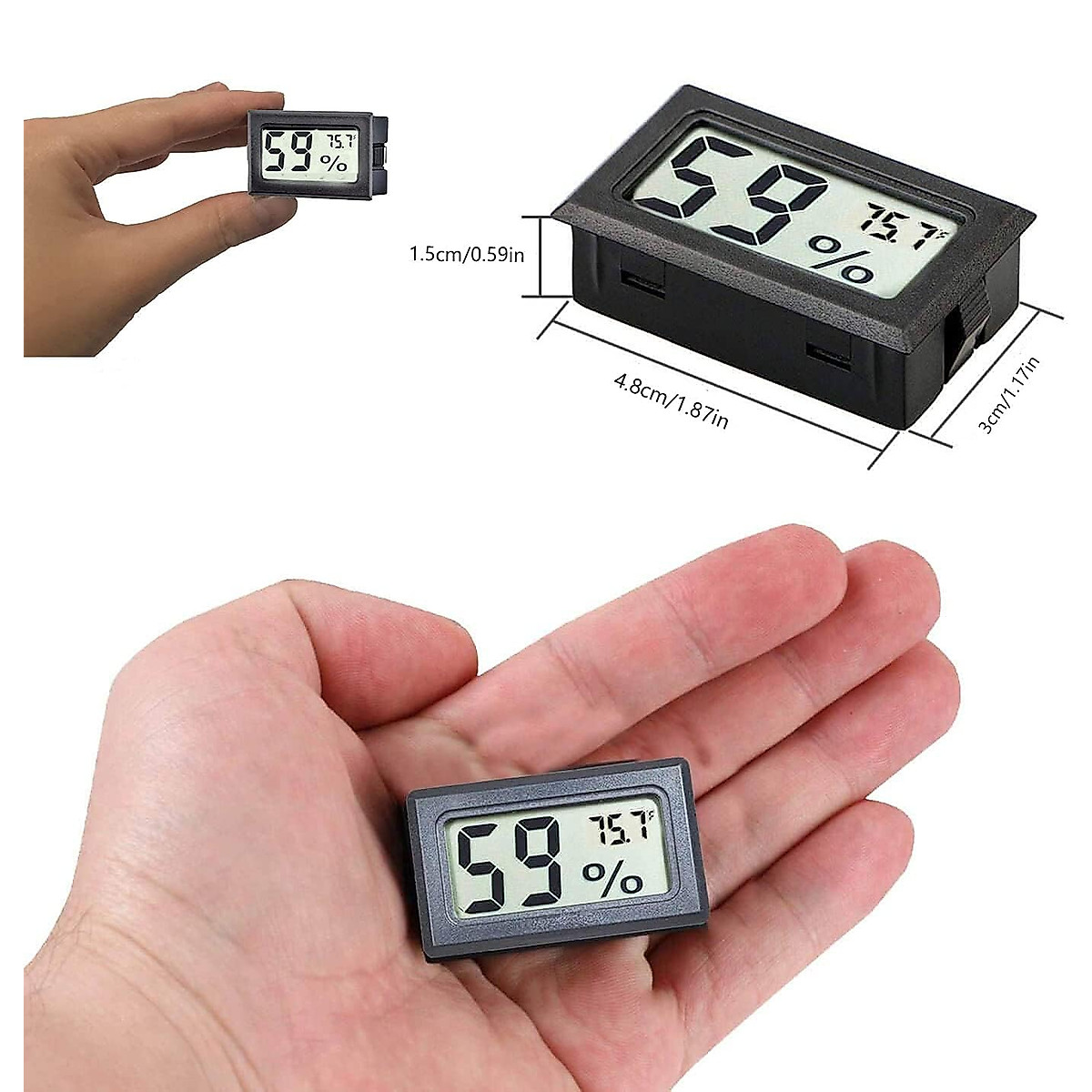 Mini Digital Thermometer and Humidity Meter, Hygrometer Without Probe, Hydrometer: Digital Temperature and Humidity Monitor for Reptile Incubator, Brooders, Garden, Greenhouse, Fridge, Experiment use