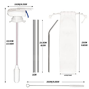 FOCHIER F Automatic Drink Dispenser, 2PCS Electric Tap for Milk Juice, Drink Dispenser with Stainless Straw Cleaning Brush, Milk Dispenser for Kids, Beverage Dispenser for Party Wedding