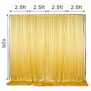 SweetEasy 2pcs 5ftx10ft Curtain Backdrop Panels,Wrinkle Free Fabric, Drapes for Baby Shower Parties Weddings Birthday Party Photoshoot Background Decoration(Golden)